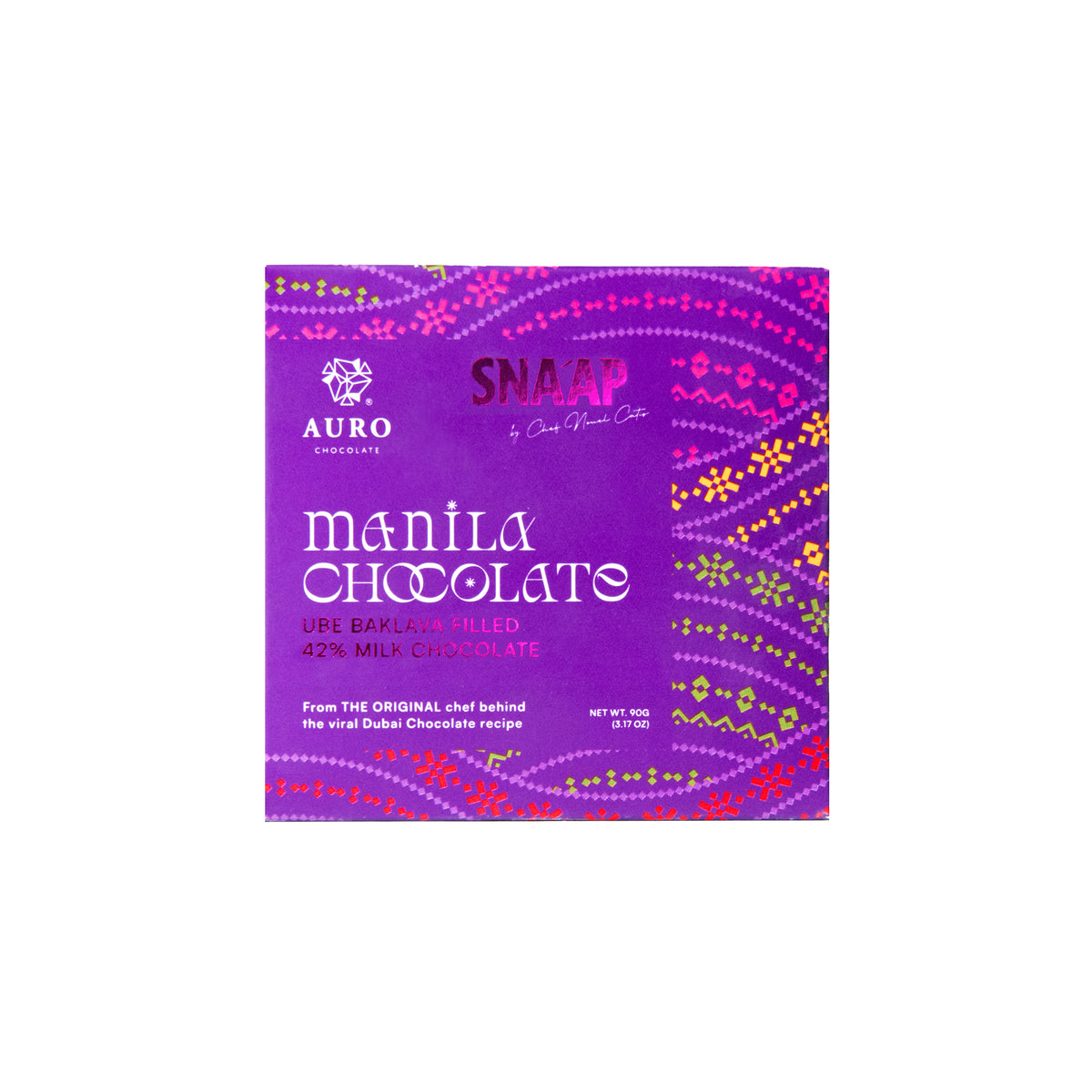 Auro x SNA'AP Manila Chocolate Ube Baklava filled 42% Milk Chocolate ...
