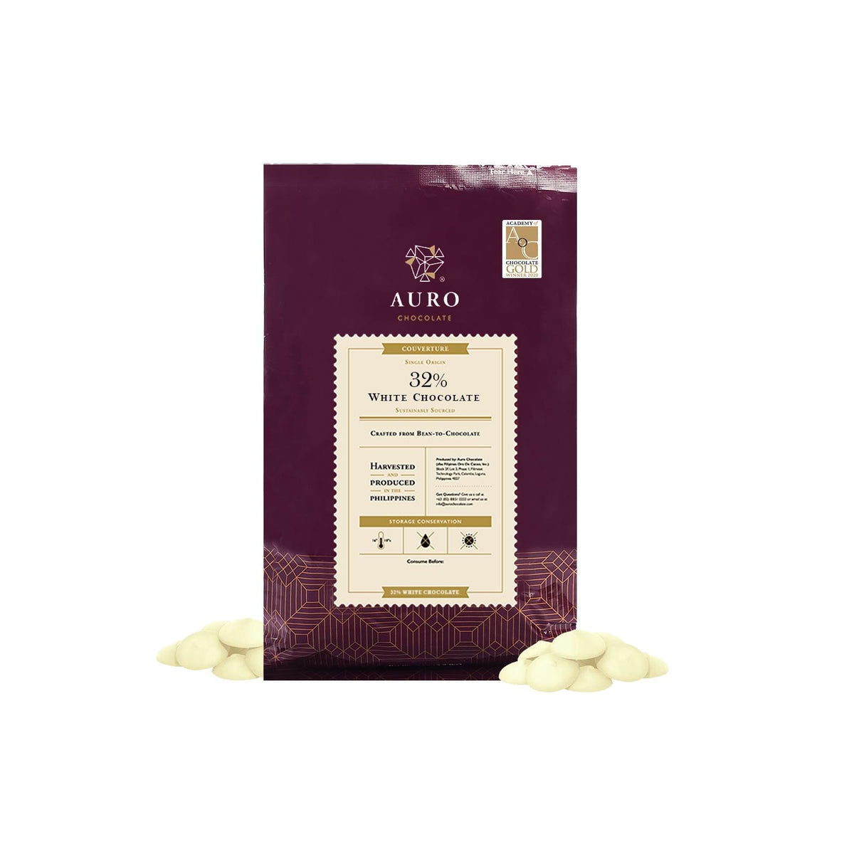 32% White Chocolate 1KG Coins – Auro Chocolate